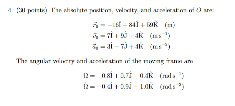 Solved (30 ﻿points) ﻿The absolute position, velocity, and | Chegg.com
