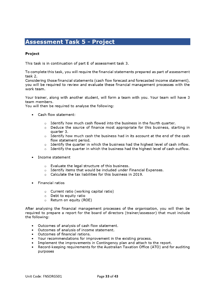 Pre-Assessment Checklist: Task 3 - Project The | Chegg.com