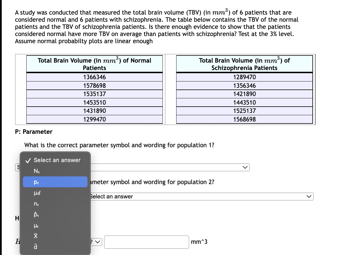 Solved A study was conducted that measured the total brain | Chegg.com