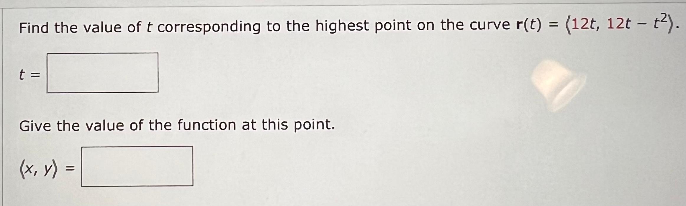 Solved Find the value of t corresponding to the highest | Chegg.com