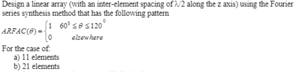 Solved Design a linear array (with an inter-element spacing | Chegg.com