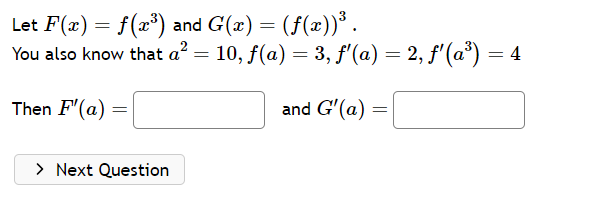 Solved Let F(x)=f(x3) and G(x)=(f(x))3. You also know that | Chegg.com