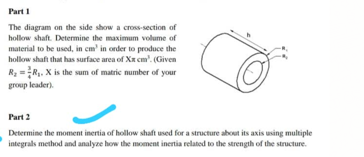 Solved Part 1 R The diagram on the side show a cross-section | Chegg.com