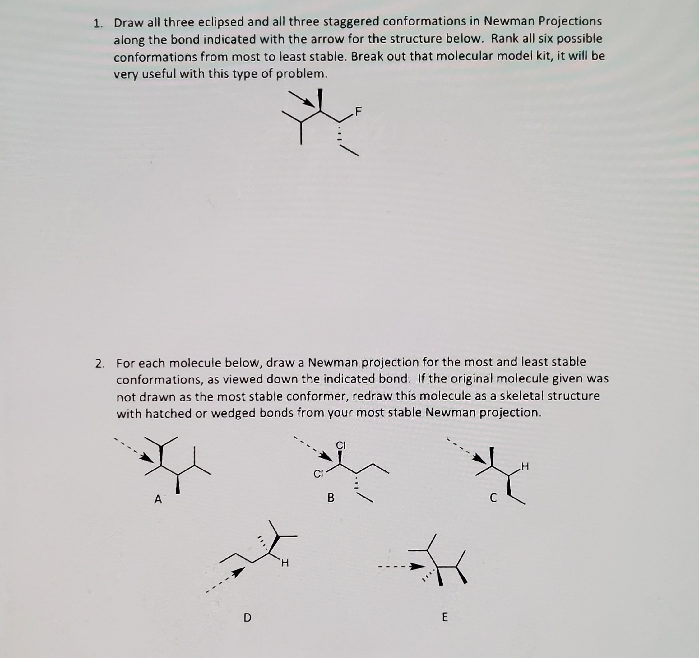 1. ﻿Draw all three eclipsed and all three staggered | Chegg.com