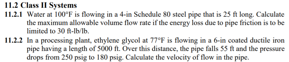 Solved 11.2 Class II Systems 11.2.1 Water at 100°F is | Chegg.com
