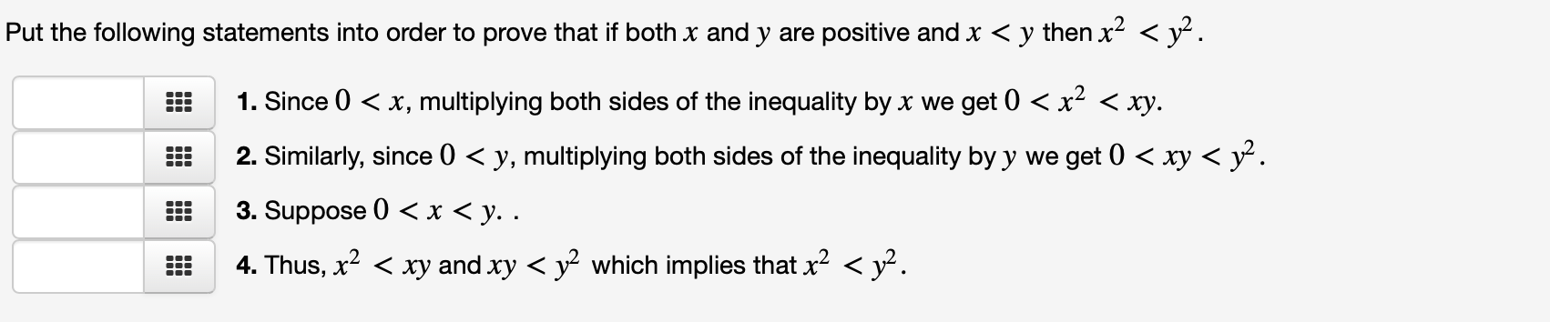 Solved Put the following statements into order to prove that | Chegg.com