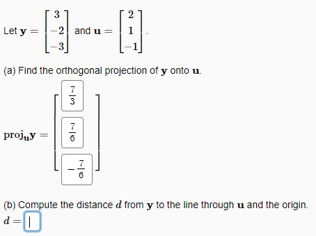 Solved 3 2 Let y = -2 and u = 1 (a) Find the orthogonal | Chegg.com