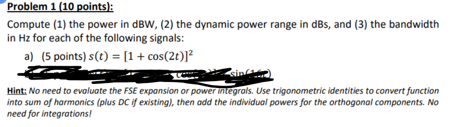 Solved Compute (1) the power in dBW, (2) the dynamic power | Chegg.com