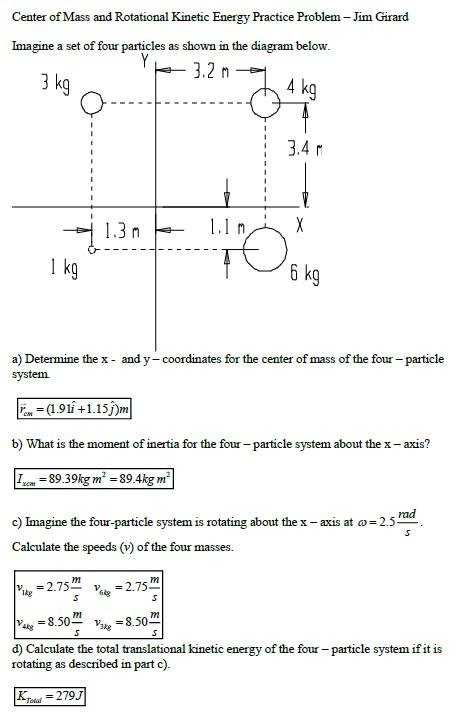 Solved Center of Mass and Rotational Kinetic Energy Practice | Chegg.com