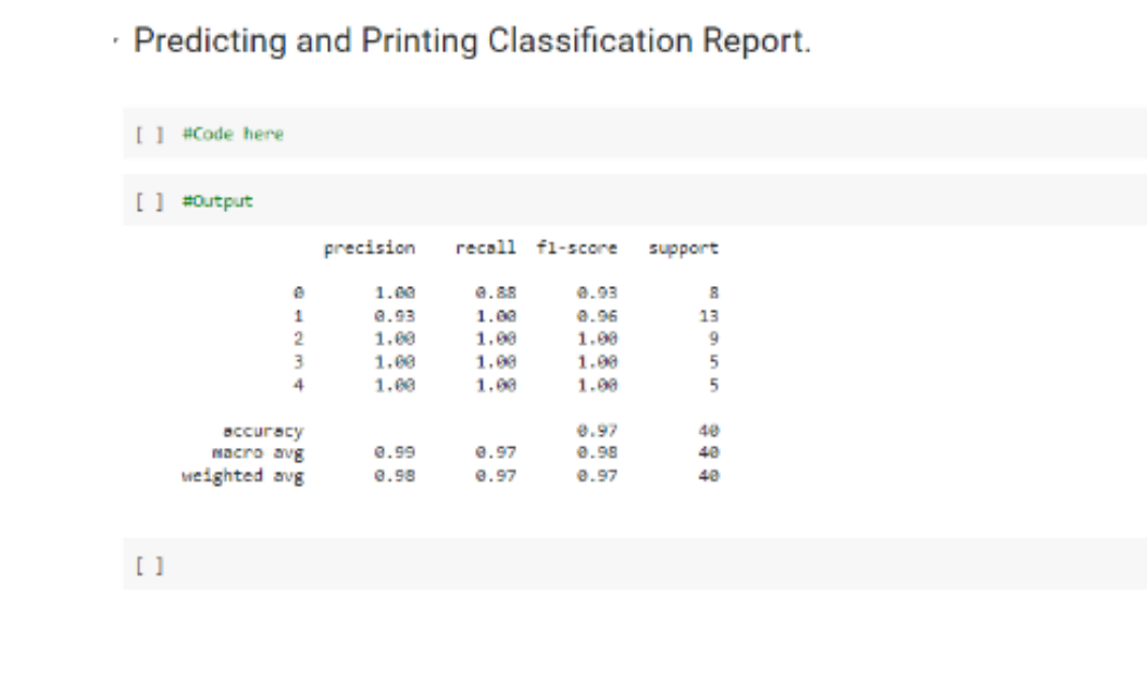 Predicting and Printing Classification Report. [] | Chegg.com