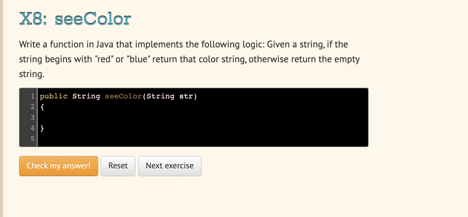 Solved X8: see Color Write a function in Java that | Chegg.com