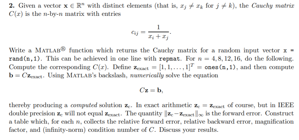 This is a Numerical Analysis Problem. Please Write a | Chegg.com