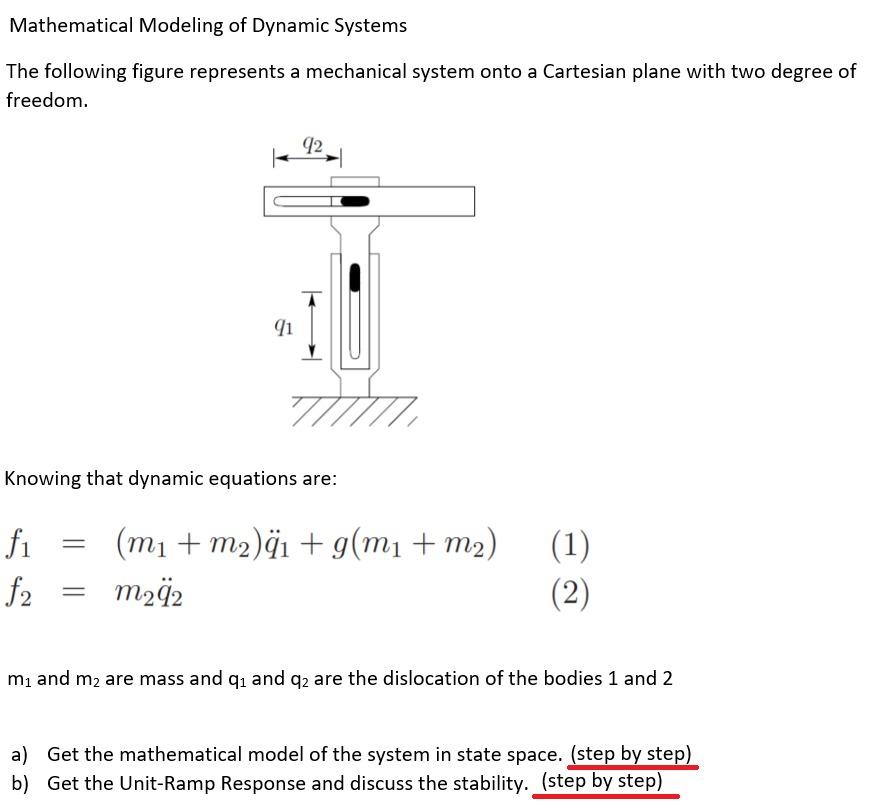 Solved Mathematical Modeling of Dynamic Systems The | Chegg.com