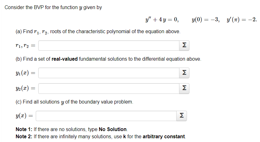 Solved Consider the BVP for the function y given by y" + | Chegg.com