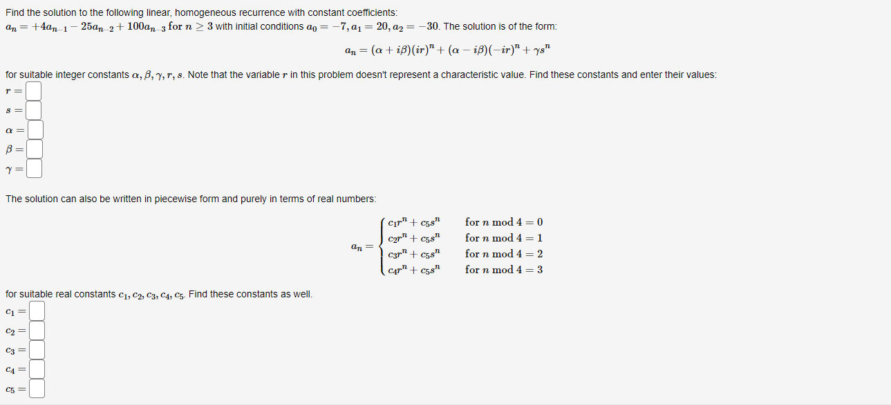 Solved Find the solution to the following linear, | Chegg.com