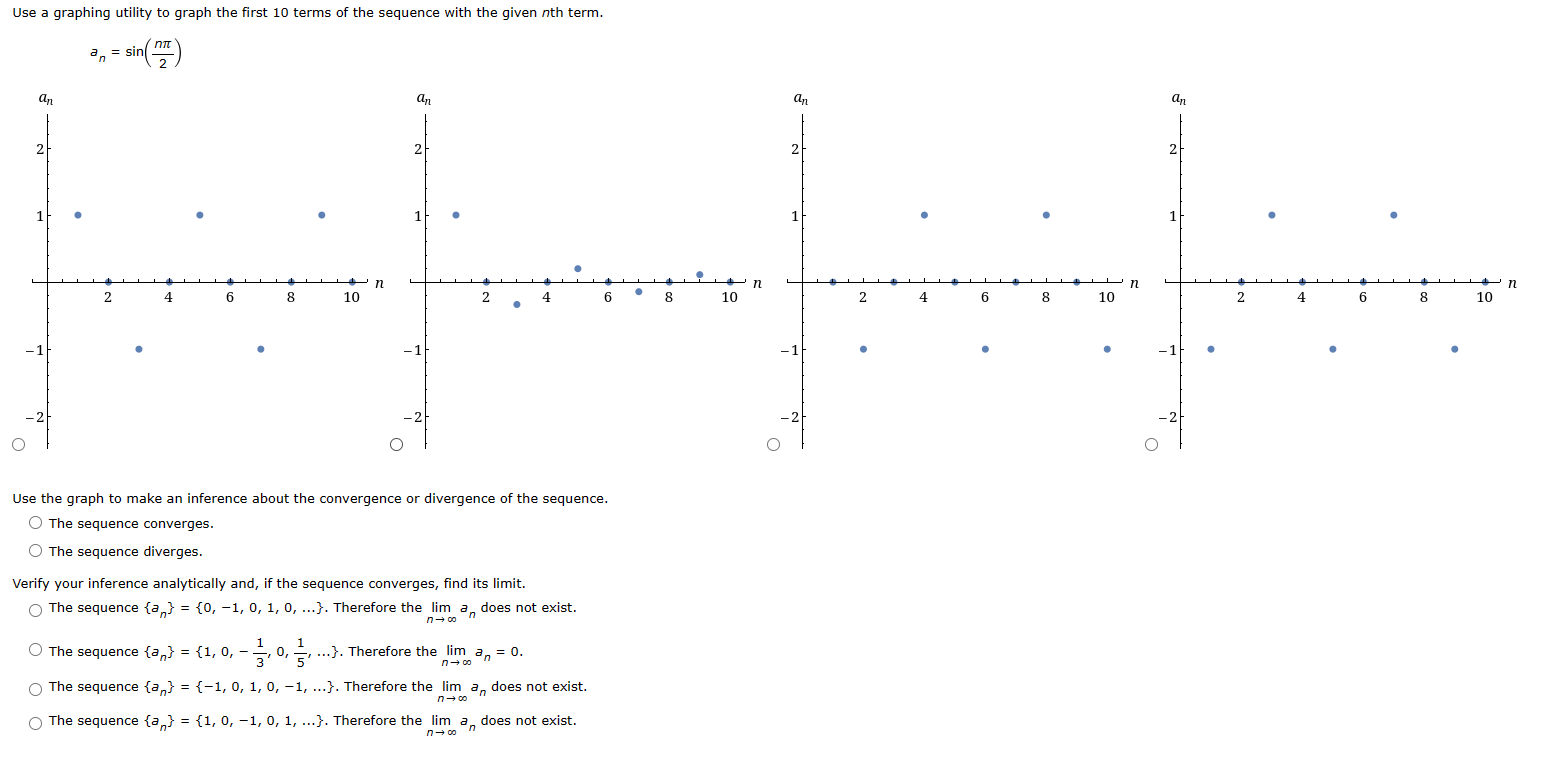 Solved Use a graphing utility to graph the first 10 ﻿terms | Chegg.com