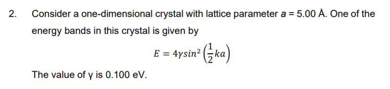 Solved 2. Consider a one-dimensional crystal with lattice | Chegg.com