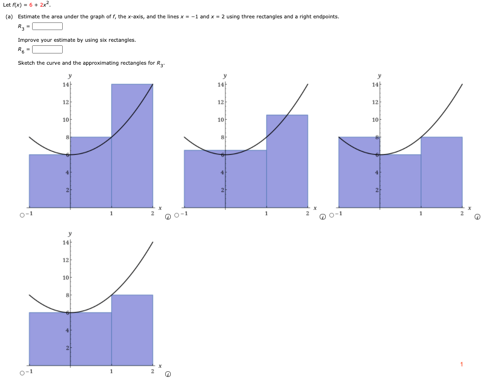 Solved Let f(x) = 6 + 2x2 (a) Estimate the area under the | Chegg.com