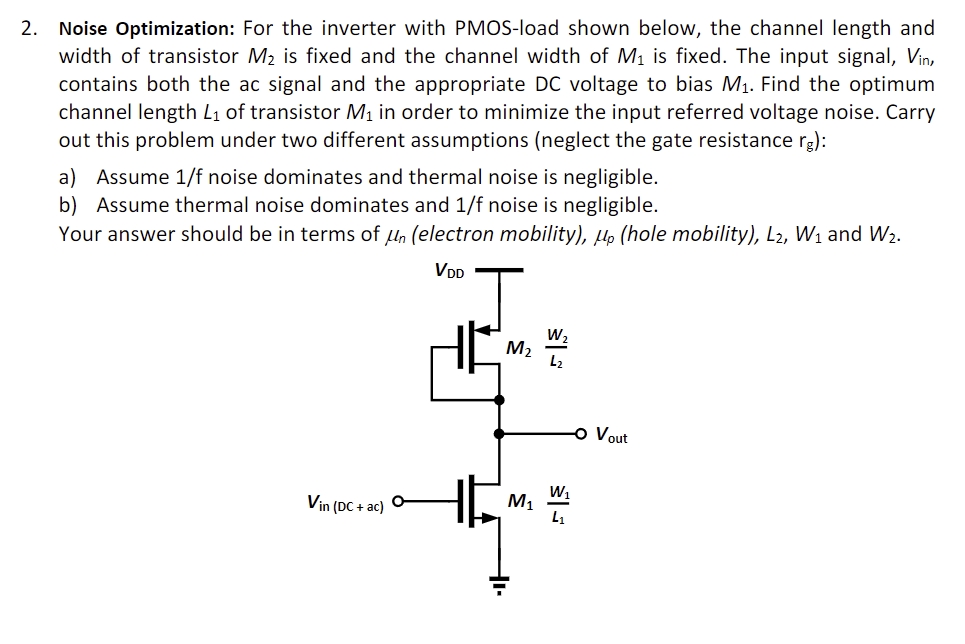 Solved Noise Optimization: For the inverter with PMOS-load | Chegg.com