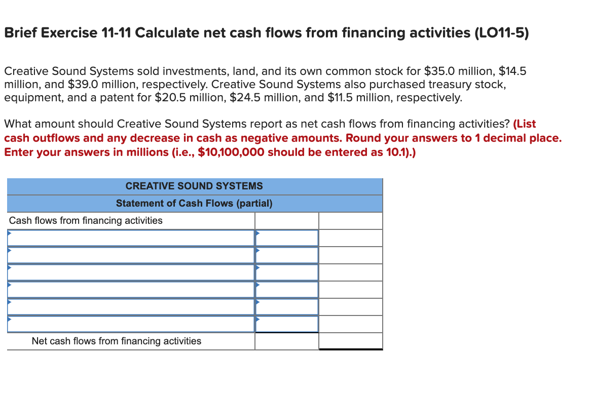 Solved Brief Exercise 11-11 Calculate net cash flows from | Chegg.com
