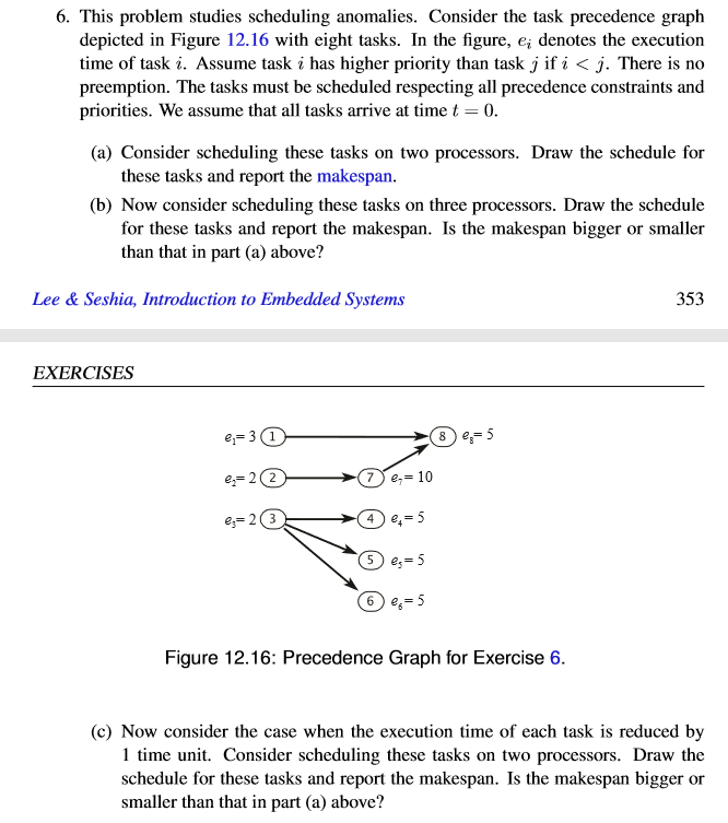 6. This problem studies scheduling anomalies. | Chegg.com