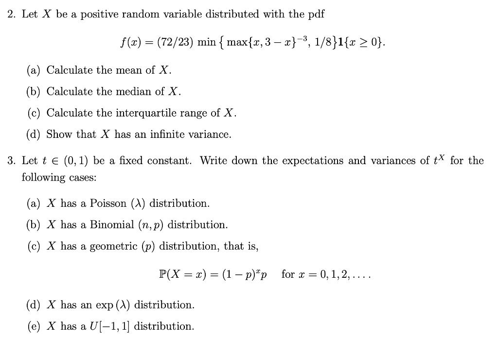 Solved Let X be a positive random variable distributed with | Chegg.com