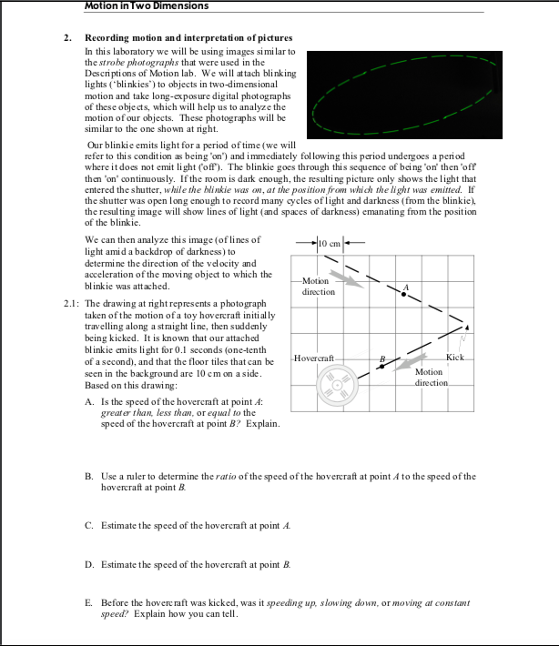 Solved Motion in Two Dimensions 2. Recording motion and | Chegg.com
