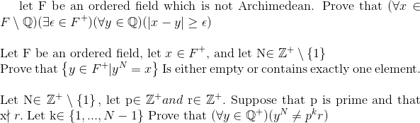 Let F Be An Ordered Field Which Is Not Archimedean