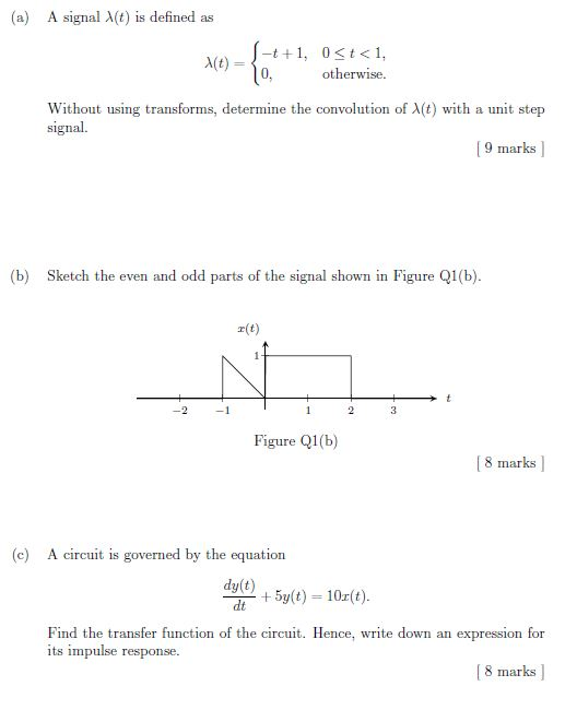 Solved (a) A signal X(t) is defined as S-t+1, 0 | Chegg.com