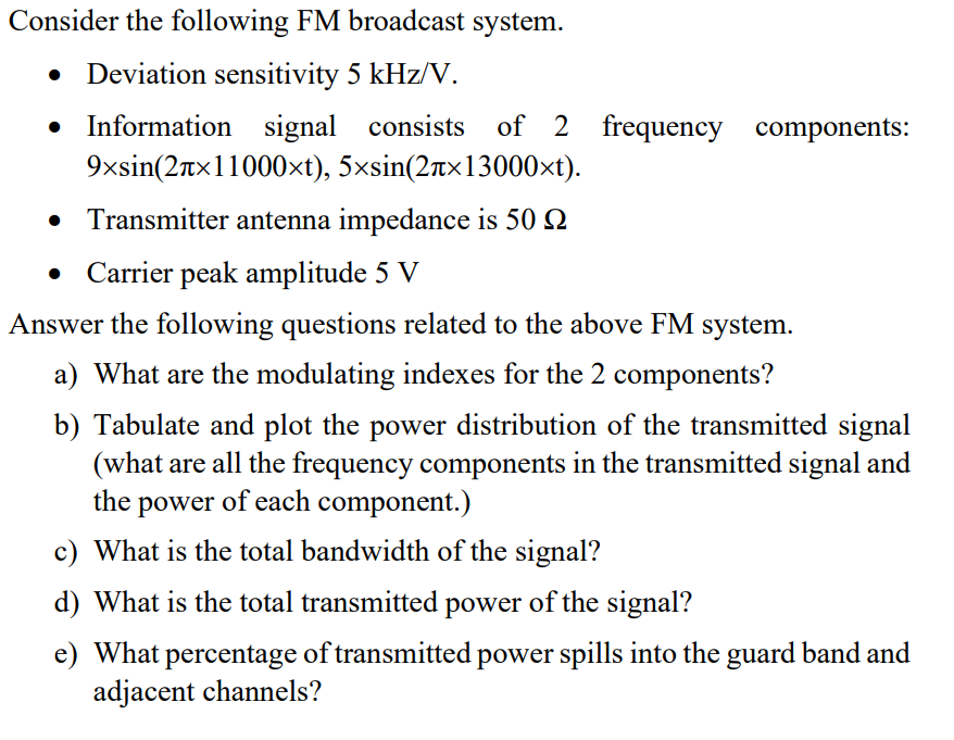 Solved Consider the following FM broadcast system. • | Chegg.com