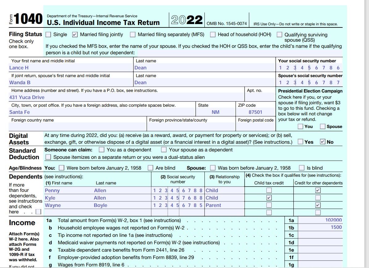 Lance H. and Wanda B. Dean are married and live at | Chegg.com