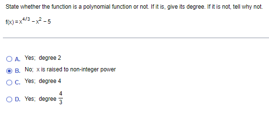 Solved State whether the function is a polynomial function | Chegg.com