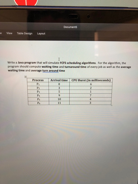 Solved w View Table Design Layout Write a Java program that | Chegg.com