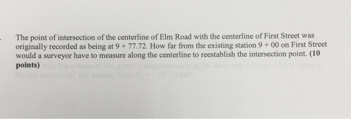 Solved The point of intersection of the centerline of Elm | Chegg.com