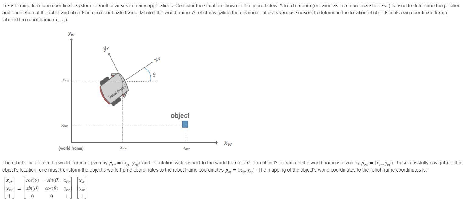 Solved Transforming from one coordinate system to another | Chegg.com