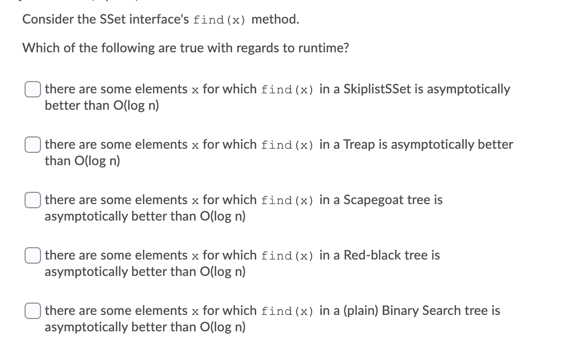 Solved Consider the SSet interface's find (x) method. Which | Chegg.com