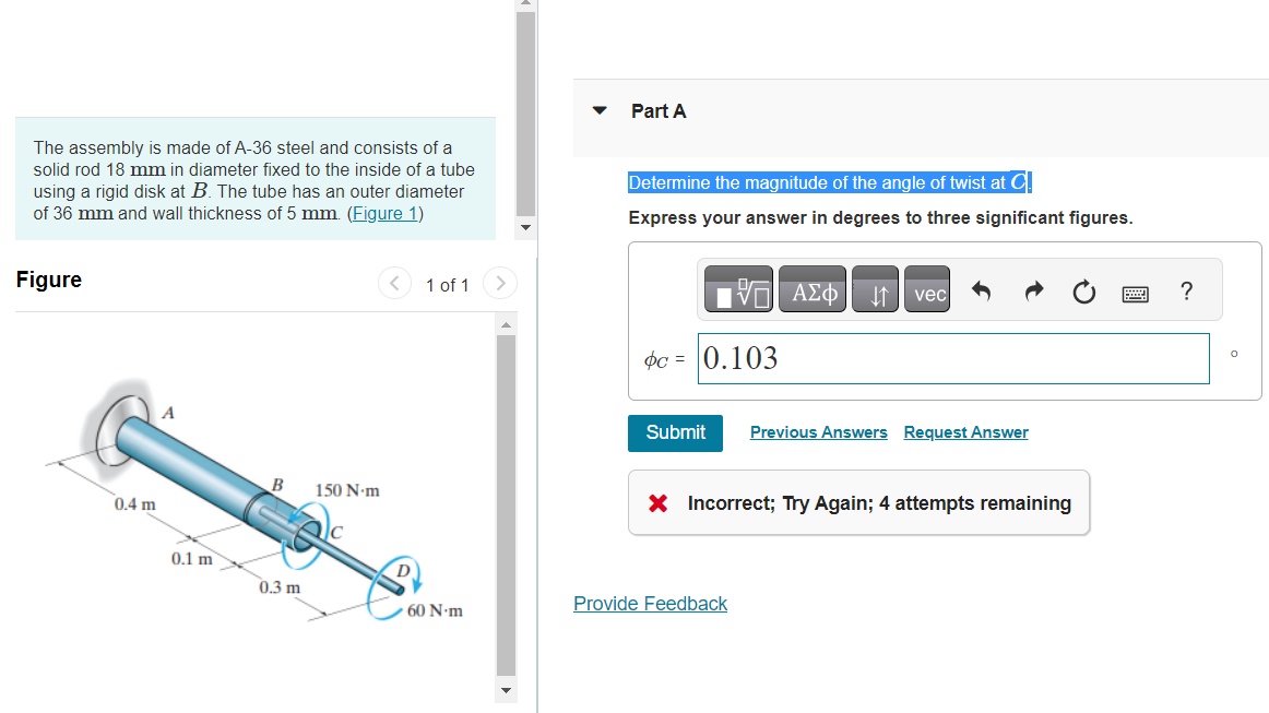Solved The assembly is made of A-36 steel and consists of a | Chegg.com