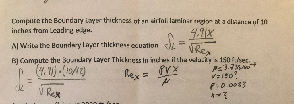 Compute the Boundary Layer thickness of an airfoil | Chegg.com