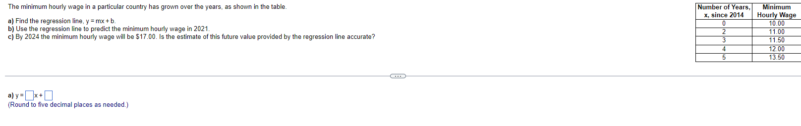 Solved Find an exponential regression curve for the data | Chegg.com