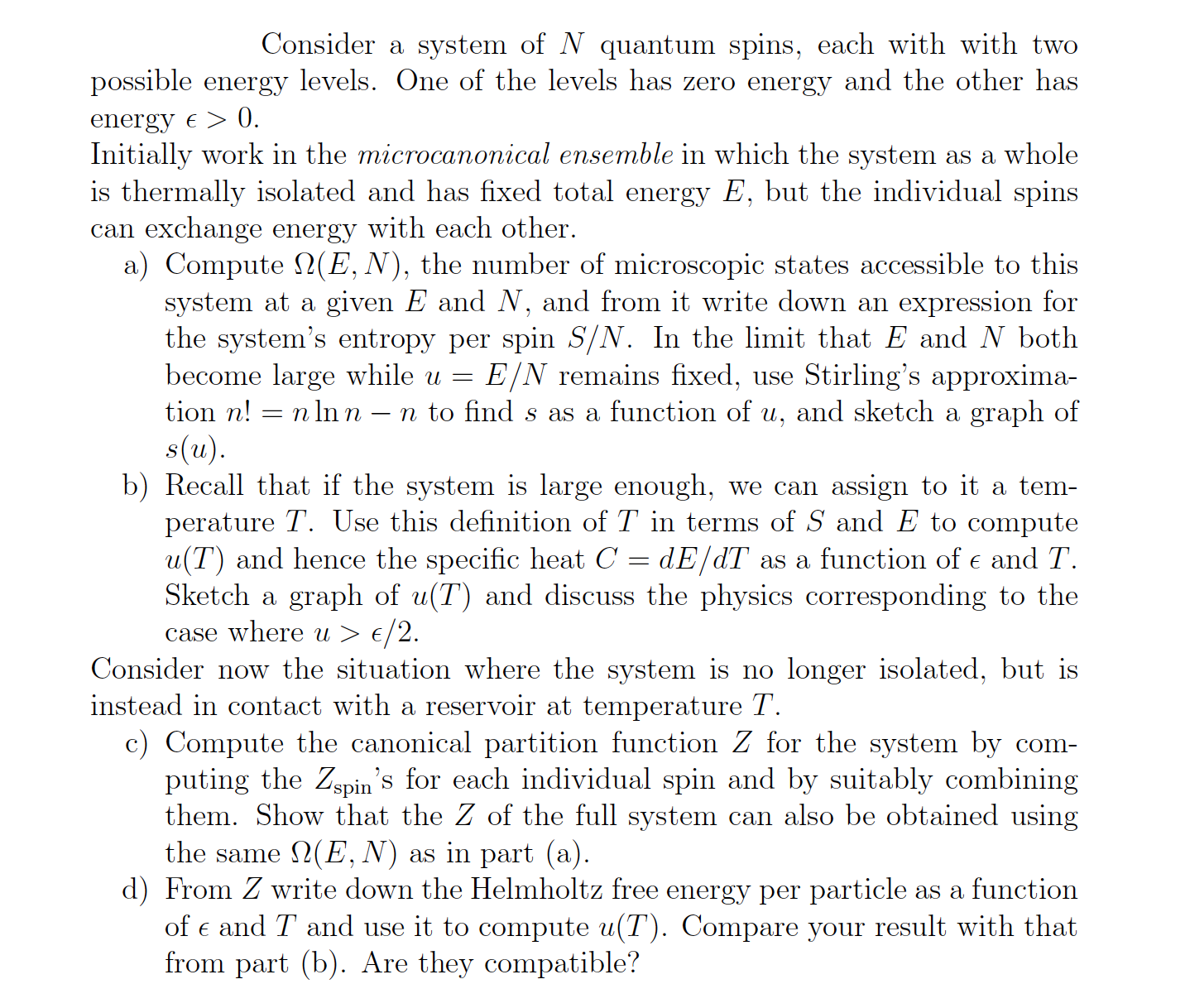 Solved Consider a system of \\( N \\) quantum spins, each | Chegg.com