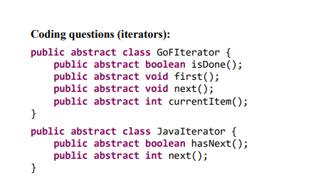 Solved Coding questions (iterators): public abstract class | Chegg.com