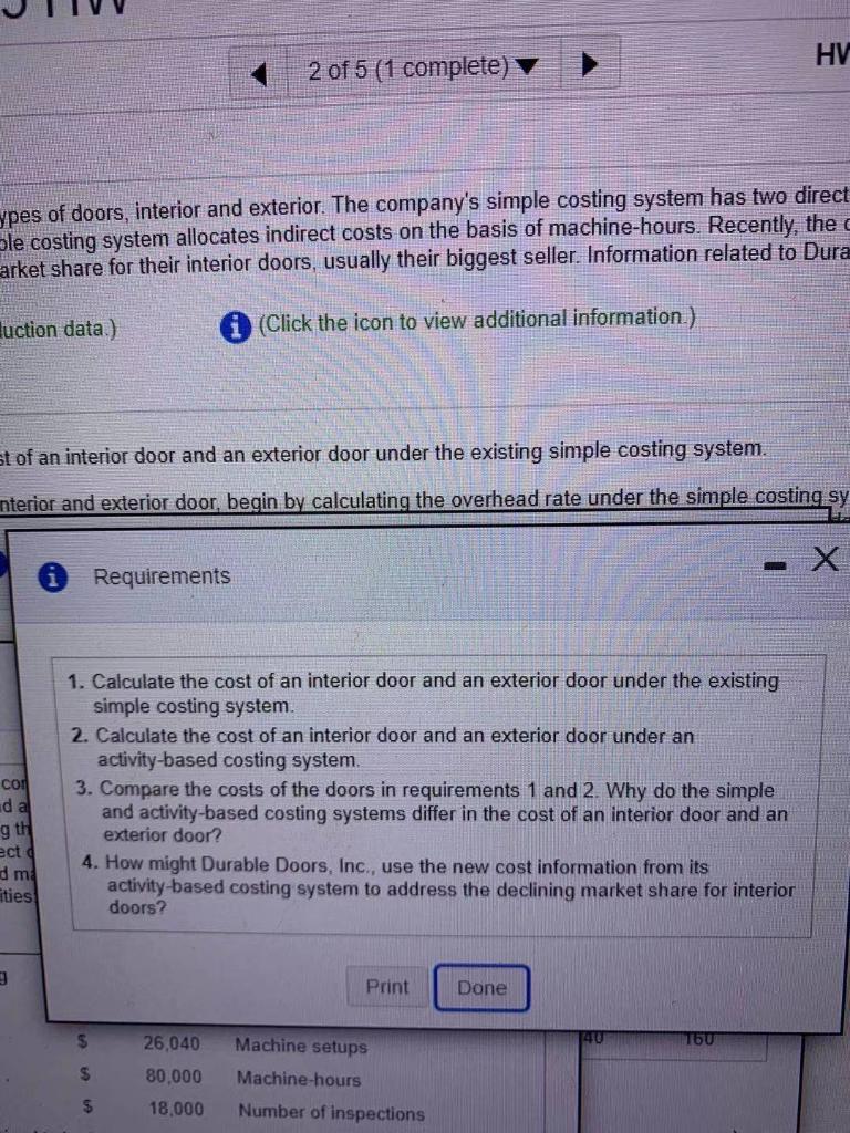 Solved HV 2 of 5 (1 complete) ypes of doors, interior and | Chegg.com