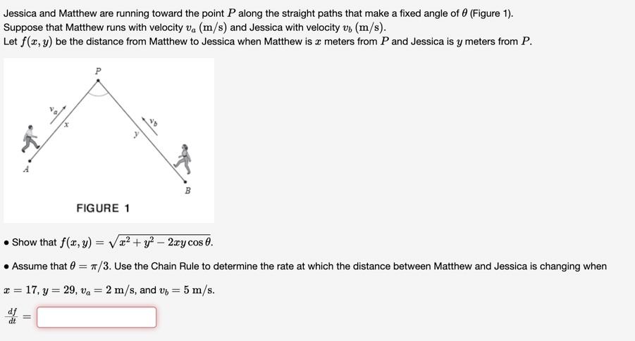 Solved Jessica and Matthew are running toward the point P | Chegg.com