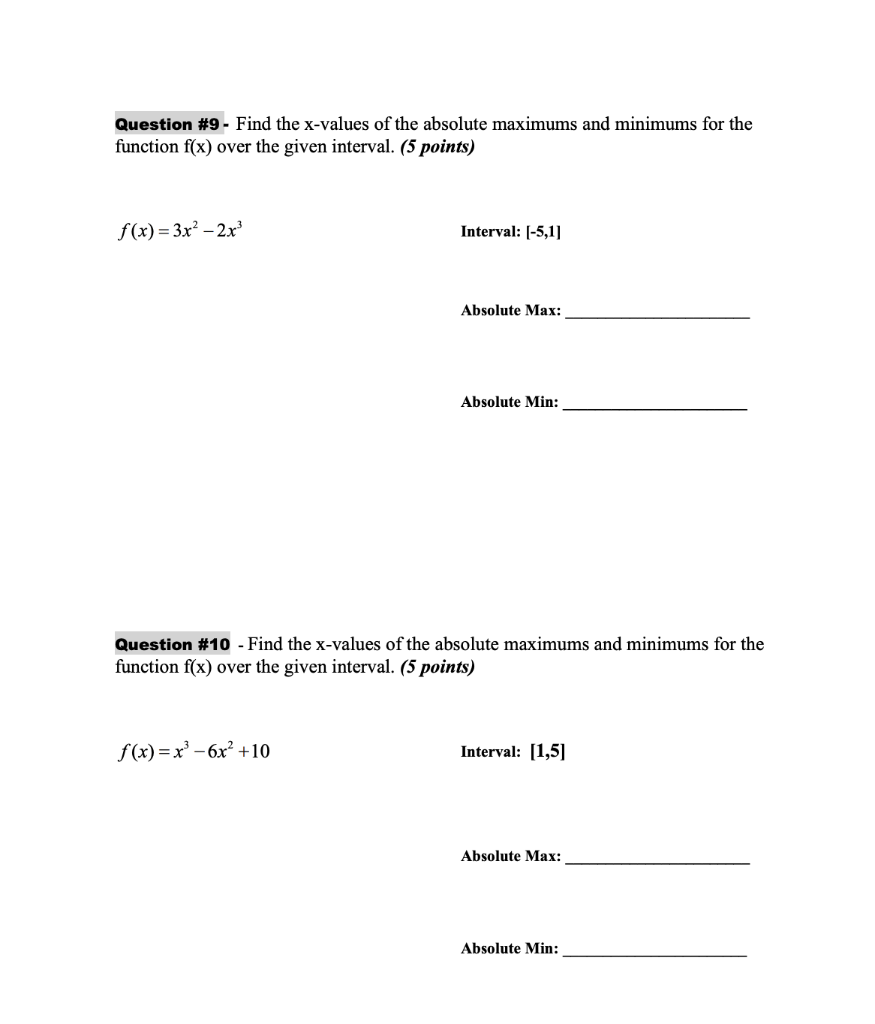Solved Question #9 - Find the x-values of the absolute | Chegg.com