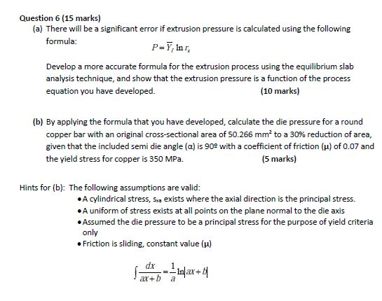 Question 6 (15 marks) (a) There will be a significant | Chegg.com