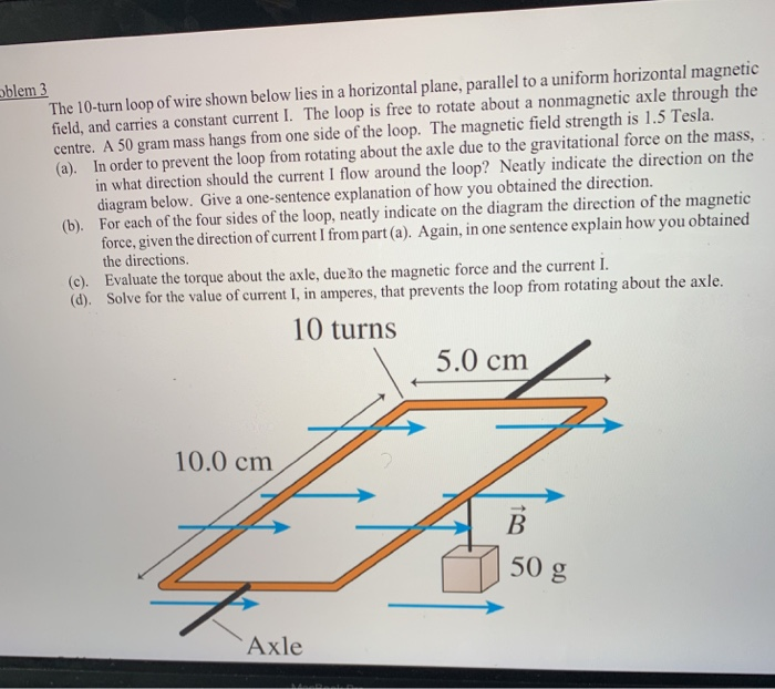 Solved The 10-turn loop of wire shown below lies in a | Chegg.com