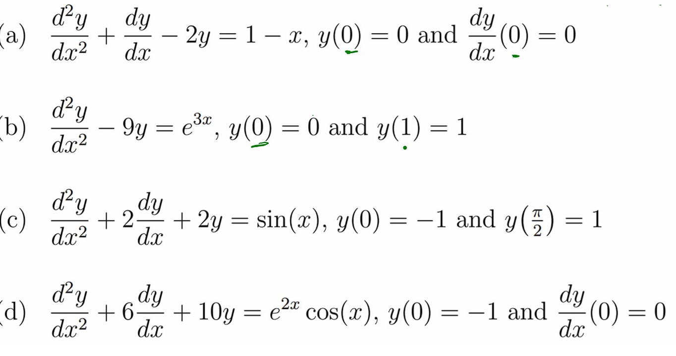 Solved (a) \\( \\frac{d^{2} y}{d x^{2}}+\\frac{d y}{d x}-2 | Chegg.com