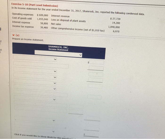 Solved Exercise 5-10 (Part Level Submission) In its income | Chegg.com