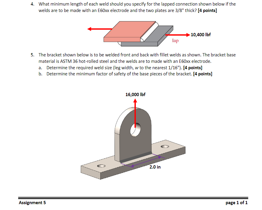 Solved 4. What minimum length of each weld should you | Chegg.com