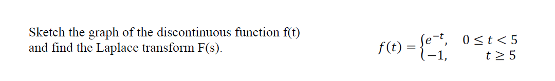 Solved Sketch the graph of the discontinuous function f(t) | Chegg.com